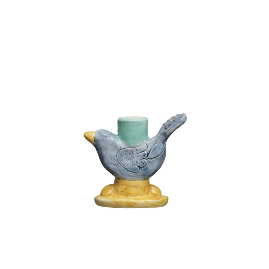 Hand-Painted Stoneware Bird Taper Holder – Daisy Trading Co.