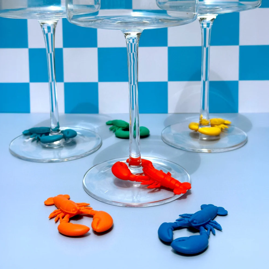 Fred Drink Markers – Silicone Wine Glass Charms (Cats, Dogs & Lobsters ...