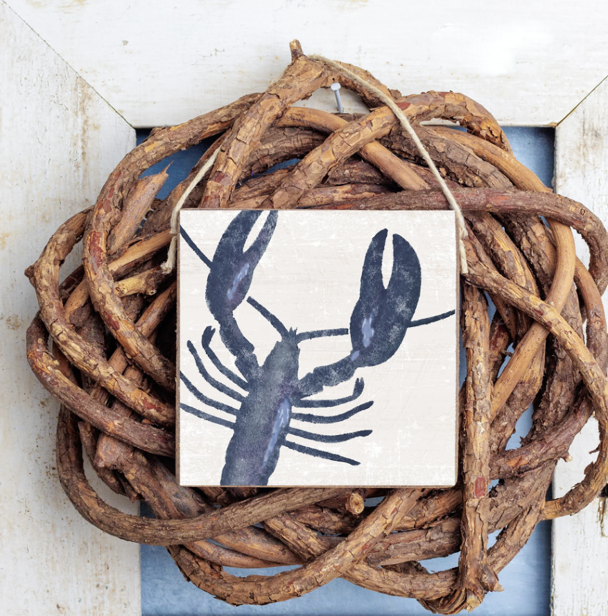 Rustic Marlin Indigo Lobster Square Twine Sign – Daisy Trading Co.