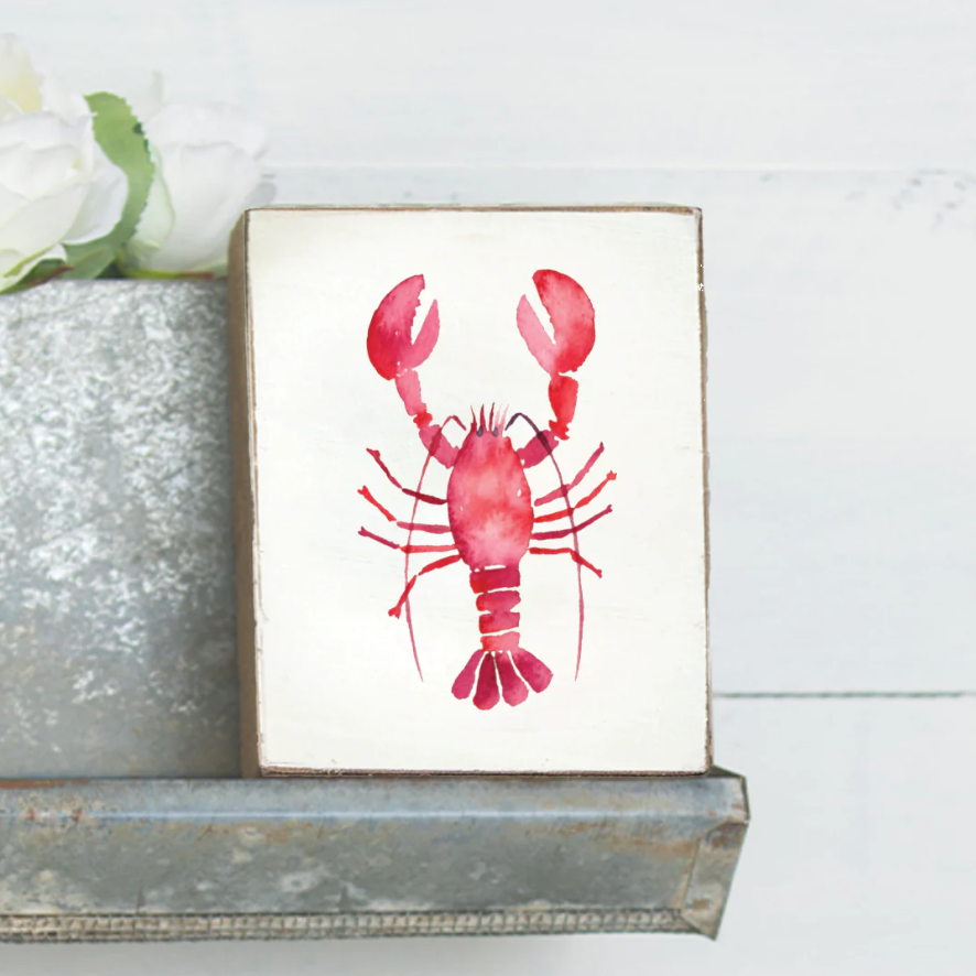 Rustic Marlin Watercolor Lobster Wooden Block – Daisy Trading Co.